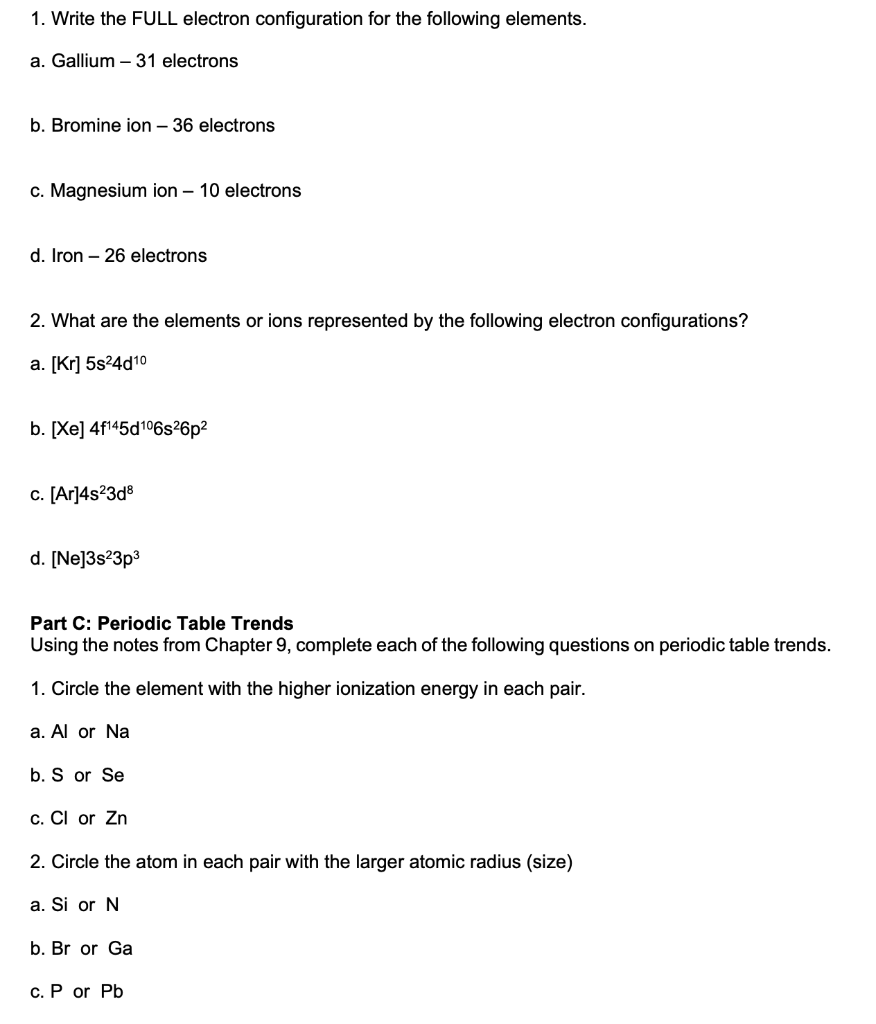Solved Part A: Electronic Structure Discussion: Work in your | Chegg.com