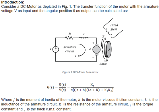 Solved Introduction: Consider a DC-Motor as depicted in Fig. | Chegg.com