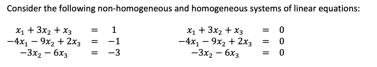Solved Give geometric descriptions of the solution sets of | Chegg.com