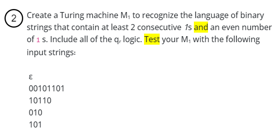 Solved Create a Turing machine M1 to recognize the language | Chegg.com