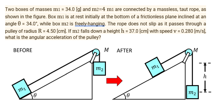Solved Two boxes of masses m1 = 34.0 [g] and m2=4 m1 are | Chegg.com