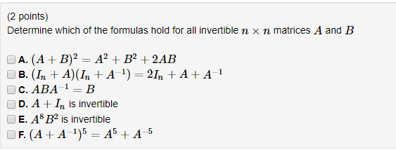 Solved Determine which of the formulas hold for | Chegg.com
