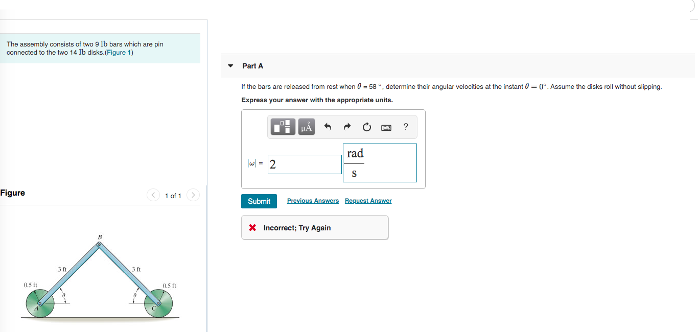 Solved The assembly consists of two 9 lb bars which are pin | Chegg.com