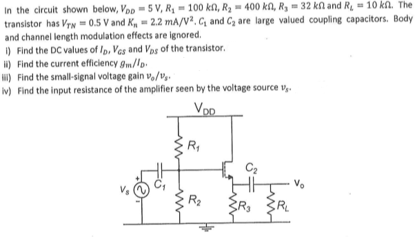 Solved In the circuit shown below, Vpp = 5V, R = 100 kN, R, | Chegg.com