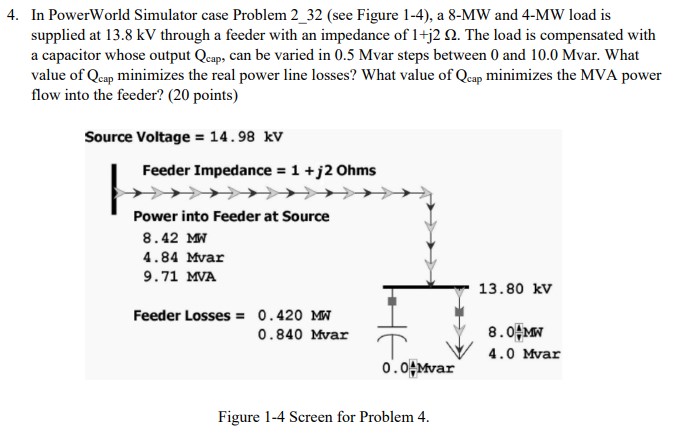 Solved 4. In PowerWorld Simulator case Problem 2_32 (see | Chegg.com