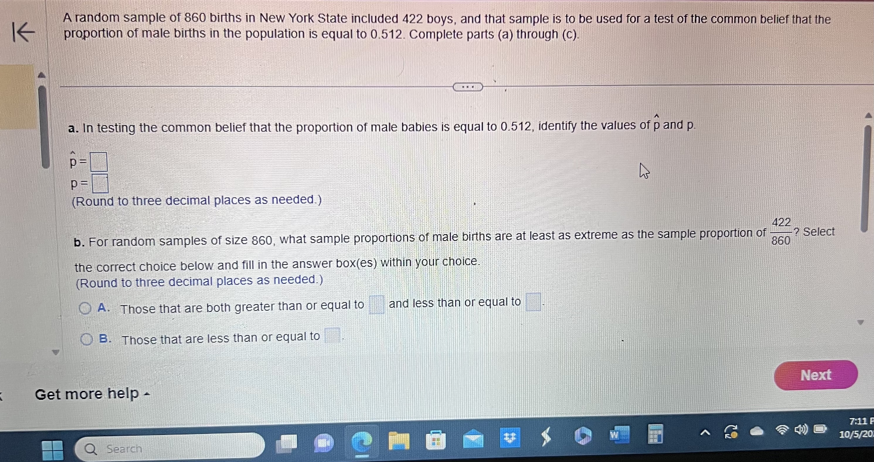 Solved A random sample of 860 births in New York State | Chegg.com
