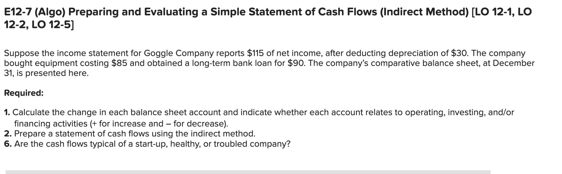 Solved E12-7 (Algo) Preparing and Evaluating a Simple | Chegg.com