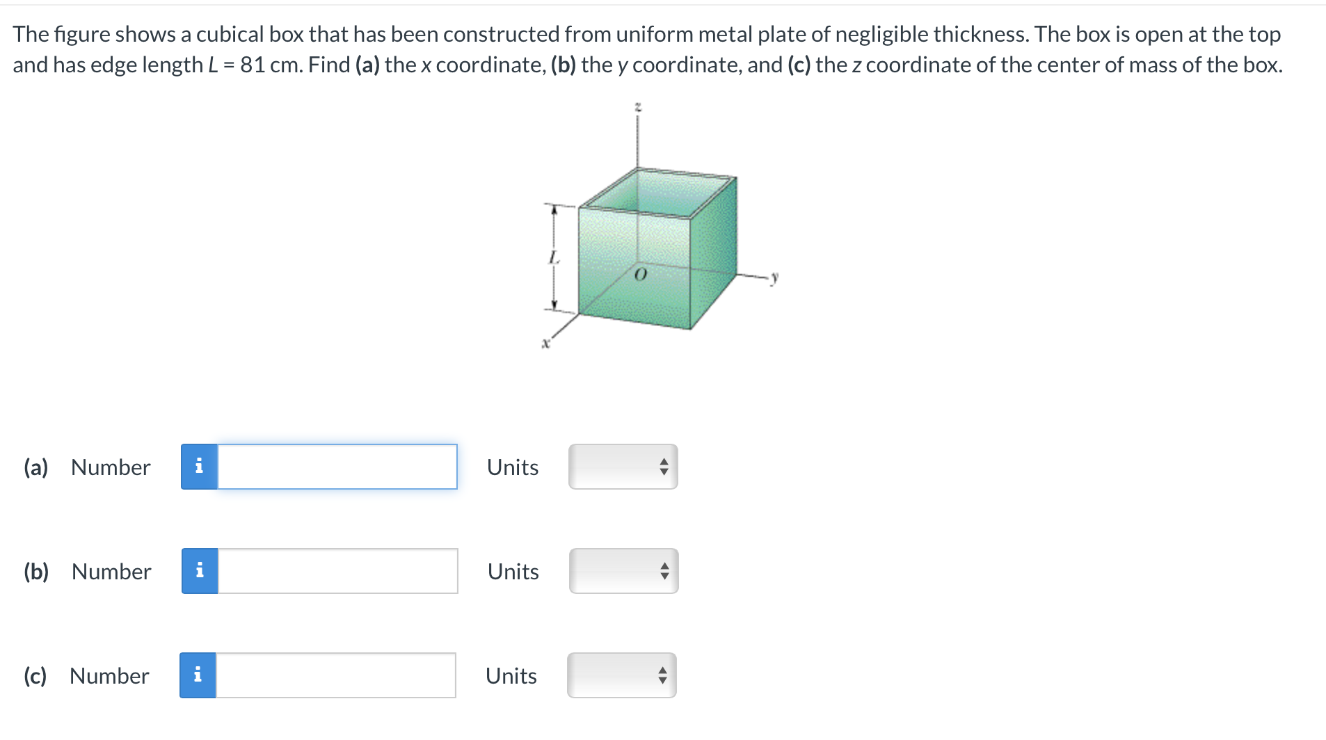 Solved The figure shows a cubical box that has been | Chegg.com