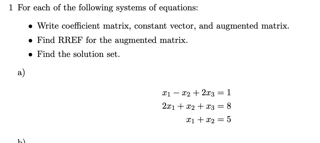 Solved 1 ﻿For each of the following systems of | Chegg.com