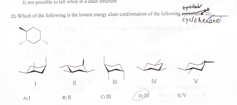 Solved Which of the following is the lowest energy chair | Chegg.com