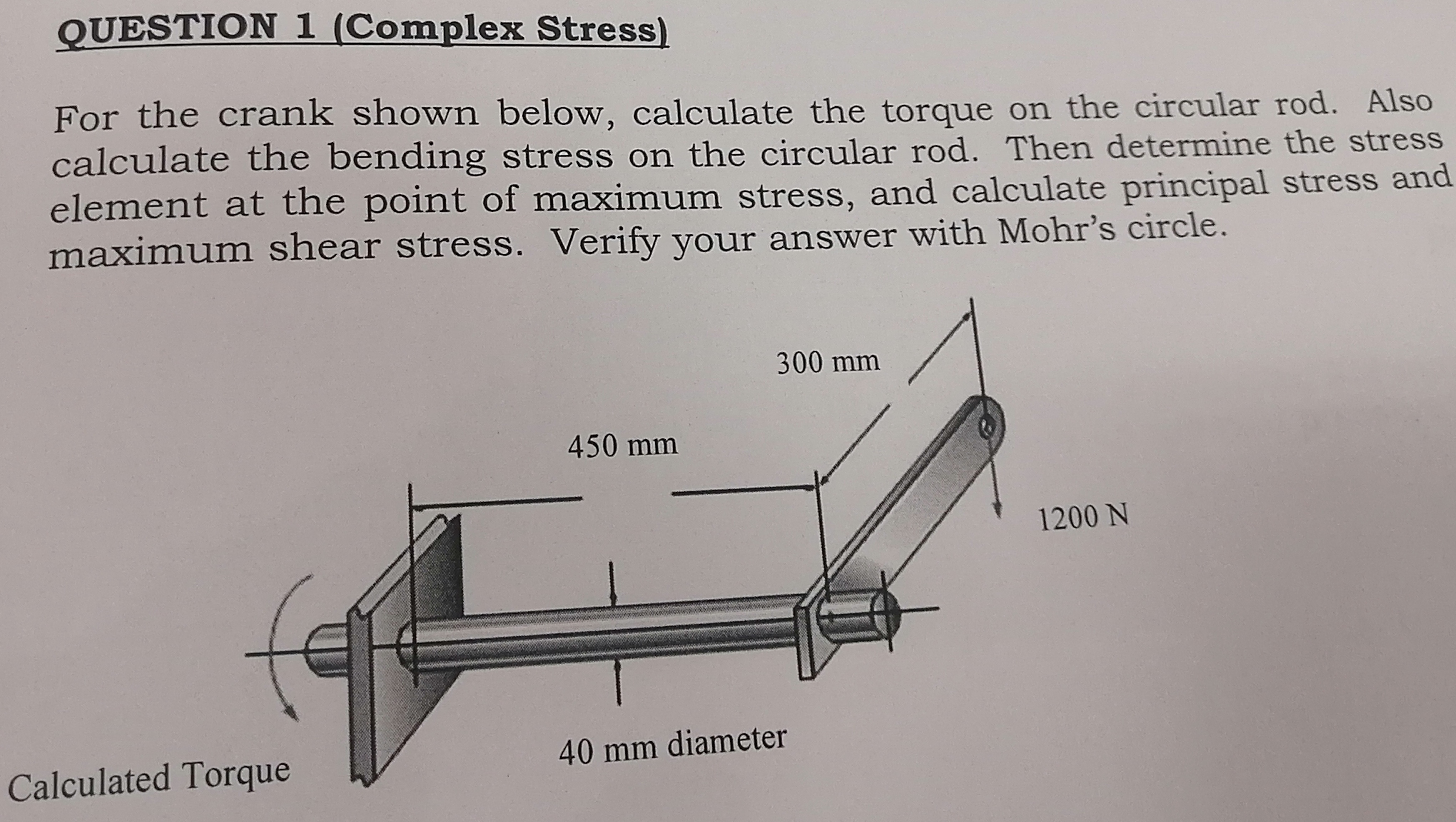 Solved For the crank shown below, calculate the torque on | Chegg.com