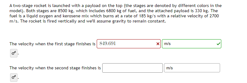Solved A two-stage rocket is launched with a payload on the | Chegg.com