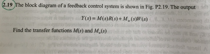 Solved 2.19 The block diagram of a feedback control system | Chegg.com