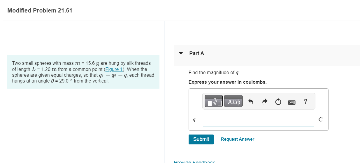 Solved Modified Problem 21.61Two small spheres with mass | Chegg.com