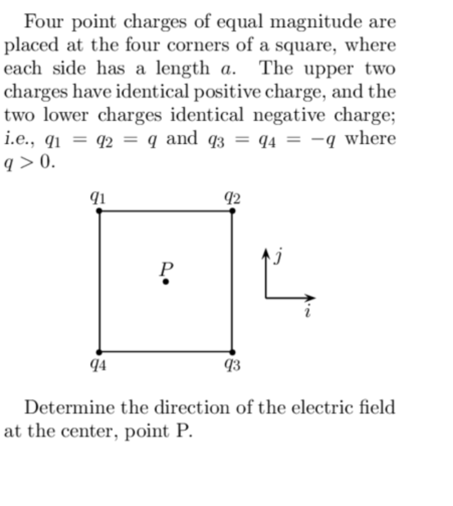 Solved Four point charges of equal magnitude are placed at | Chegg.com