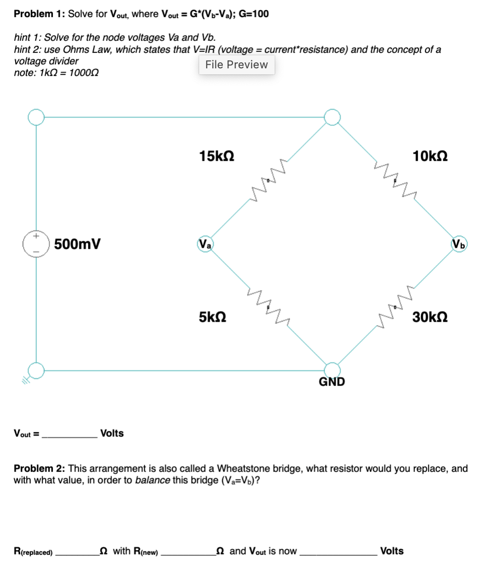 Solved Problem 1: Solve for Vout , ﻿where | Chegg.com