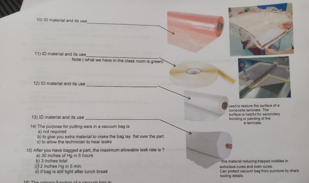 Solved 10) ID material and its use 11) ID material and its | Chegg.com