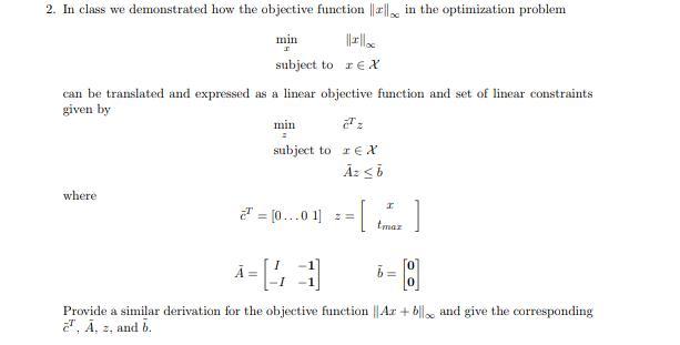 2. In class we demonstrated how the objective | Chegg.com