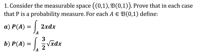 Solved 1. Consider the measurable space ((0,1),B(0,1)). | Chegg.com