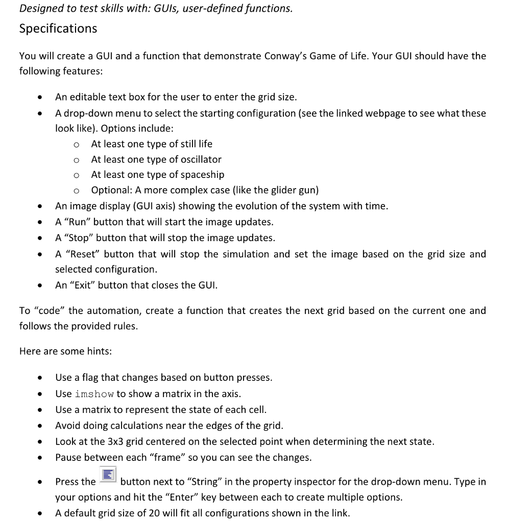 Conway's Game of Life One of the most famous | Chegg.com