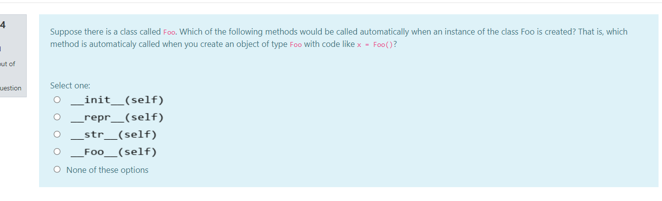 Solved 4 Suppose there is a class called Foo. Which of the | Chegg.com