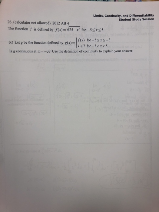Solved Limits, Continuity, and Differentiability Student | Chegg.com