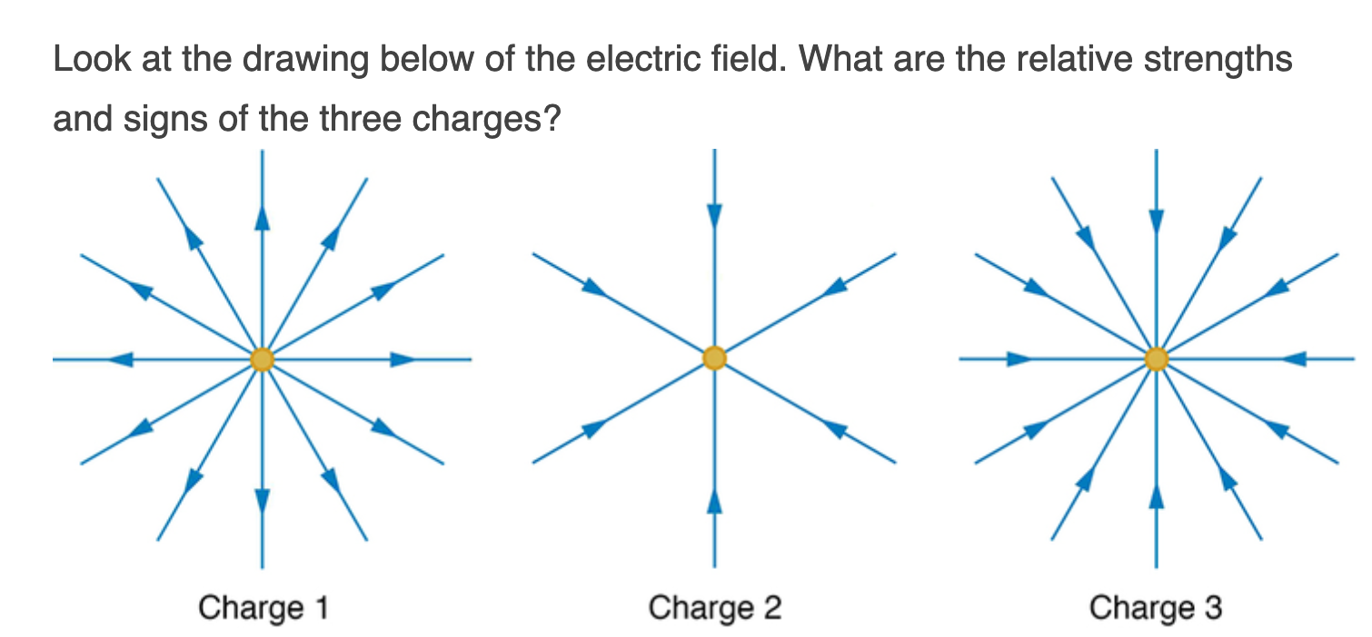Solved Look at the drawing below of the electric field. What | Chegg.com