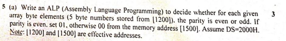Solved 3 5 (a) Write an ALP (Assembly Language Programming) | Chegg.com