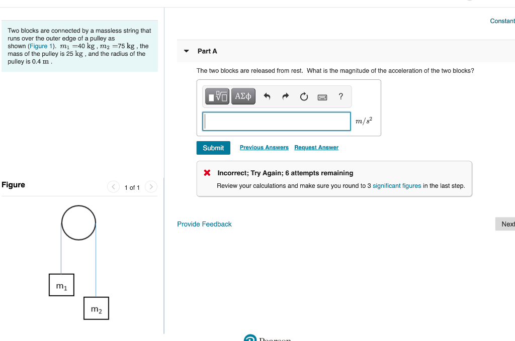 Solved Constant Two blocks are connected by a massless | Chegg.com
