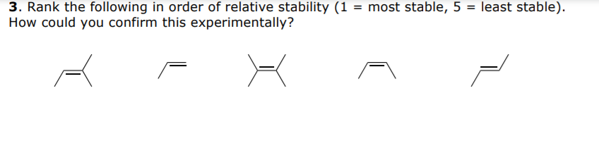 Solved 3. Rank the following in order of relative stability | Chegg.com