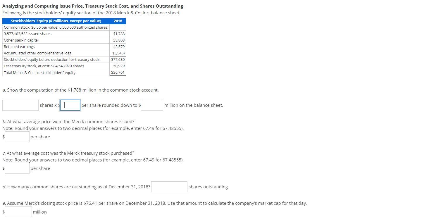 Solved Analyzing and Computing Issue Price, Treasury Stock | Chegg.com