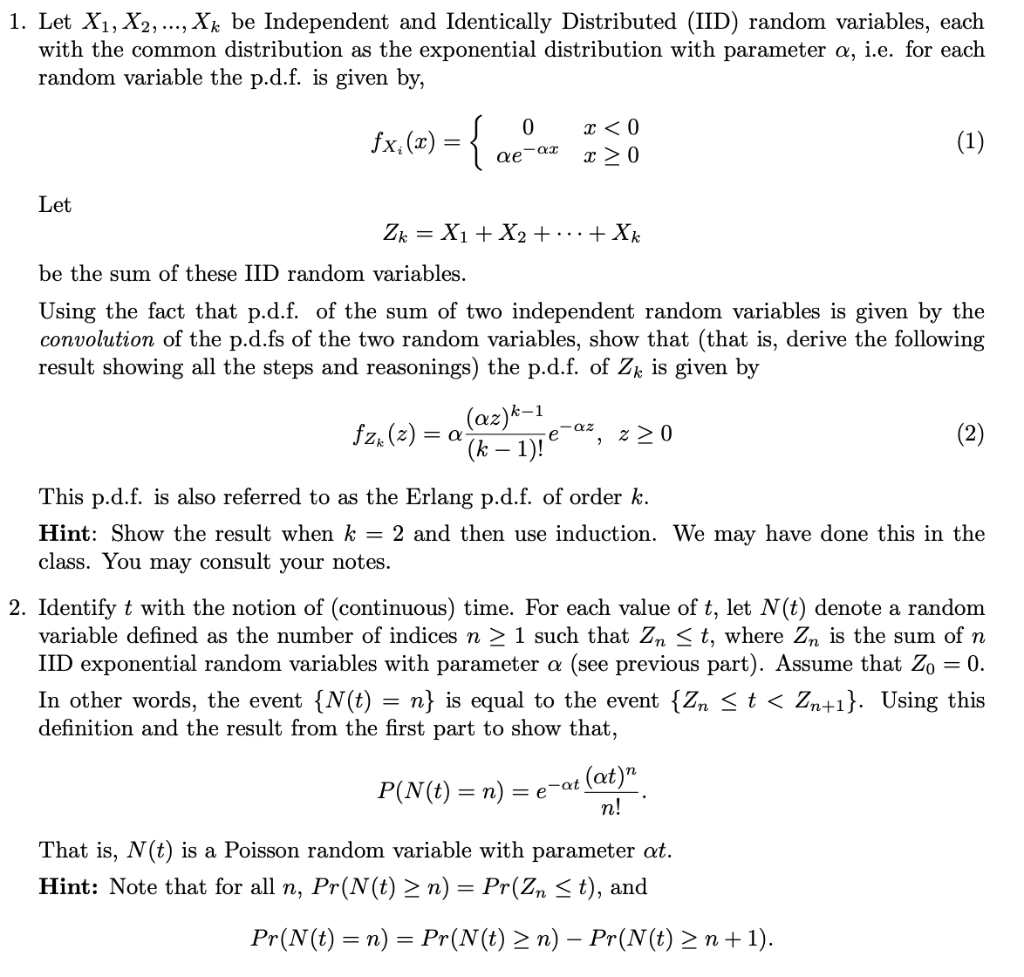 1. Let X1, X2, ..., Xk be Independent and Identically | Chegg.com