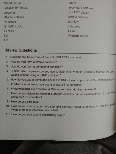 Solved A guide to SQL (9th edition) review questions chapter | Chegg.com
