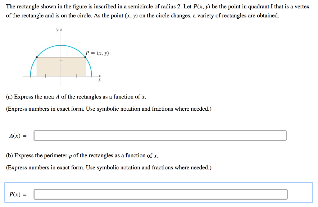 Solved The rectangle shown in the figure is inscribed in a | Chegg.com