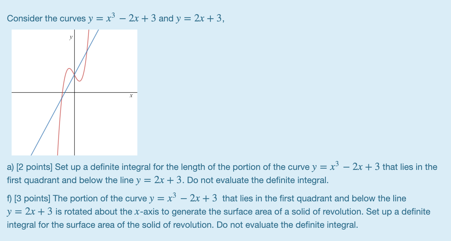 Solved Consider the curves y = x3 – 2x + 3 and y = 2x + 3, | Chegg.com