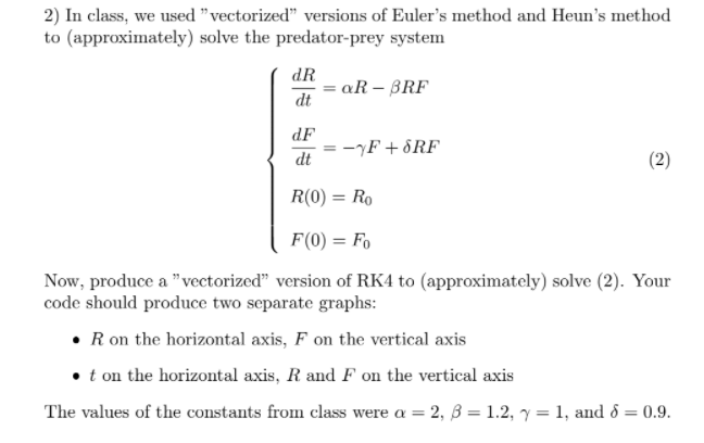Solved 2) In class, we used " vectorized” versions of | Chegg.com