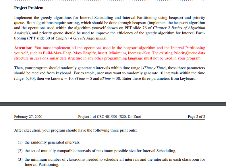 Project Problem: Implement the greedy algorithms for | Chegg.com