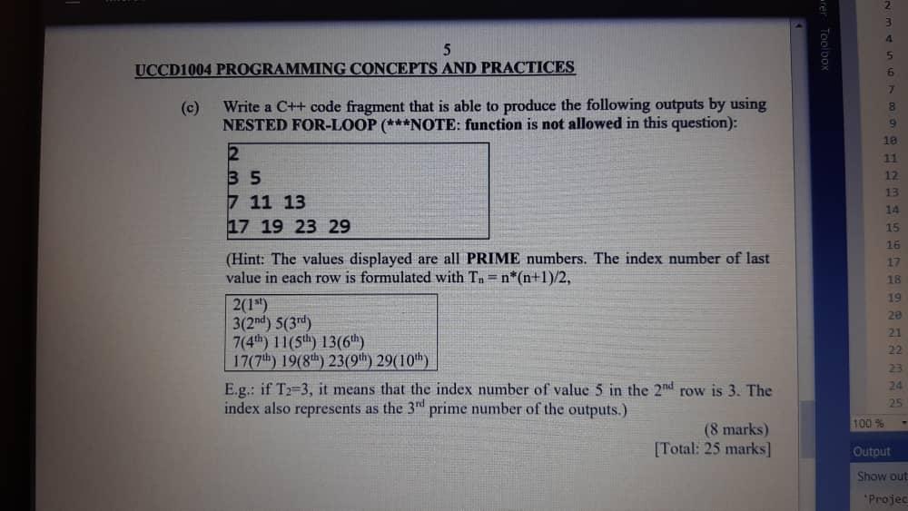 Solved 4 5 5 UCCD1004 PROGRAMMING CONCEPTS AND PRACTICES 6 7 | Chegg.com