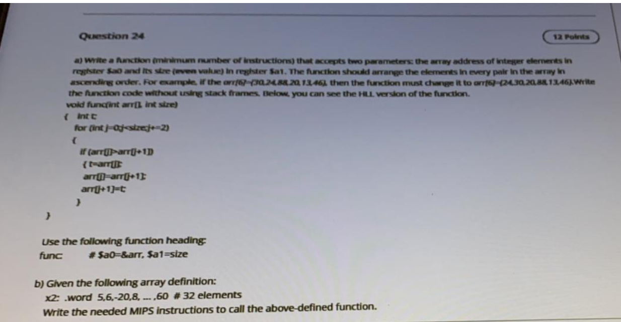 Solved a) Write a fuction (inirilmun rumber of instructions) | Chegg.com