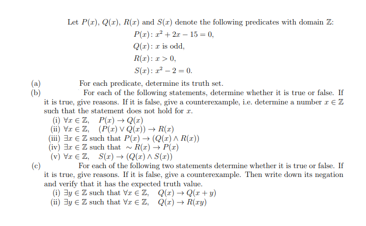 Solved Let \\( P(x), Q(x), R(x) \\) and \\( S(x) \\) denote | Chegg.com