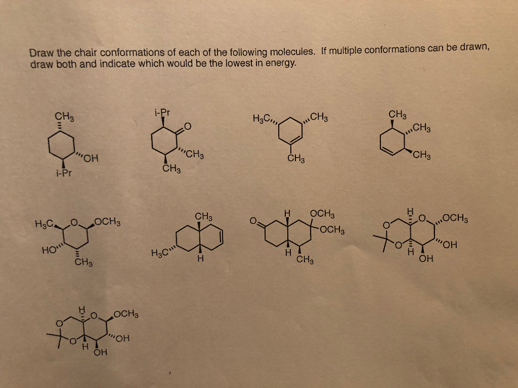 Solved Draw the chair conformations of each of the following | Chegg.com