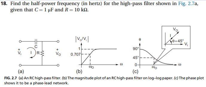 Solved 18. Find the half-power frequency (in hertz) for the | Chegg.com