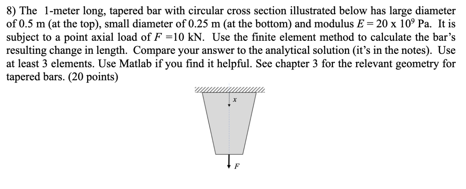 8) The 1-meter long, tapered bar with circular cross | Chegg.com