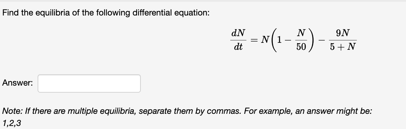 Solved Find the equilibria of the following differential | Chegg.com