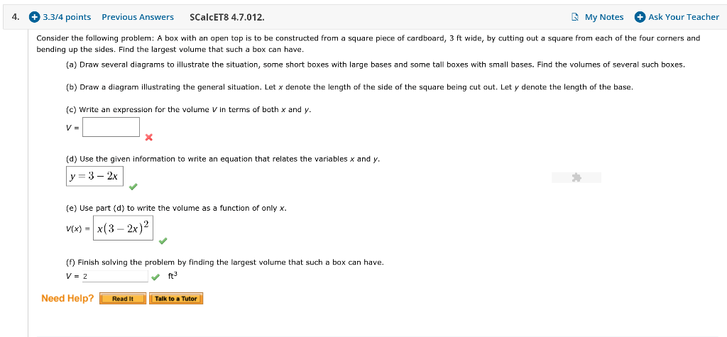 Solved Consider the following problem: A box with an open | Chegg.com