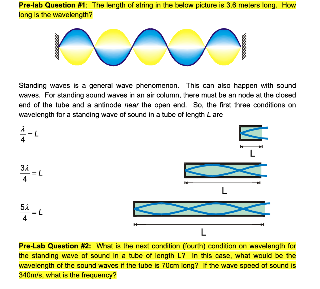 Solved Pre-lab Question #1: The length of string in the | Chegg.com