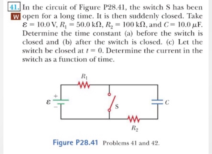 Solved In the circuit of Figure P28.41, the switch S has | Chegg.com