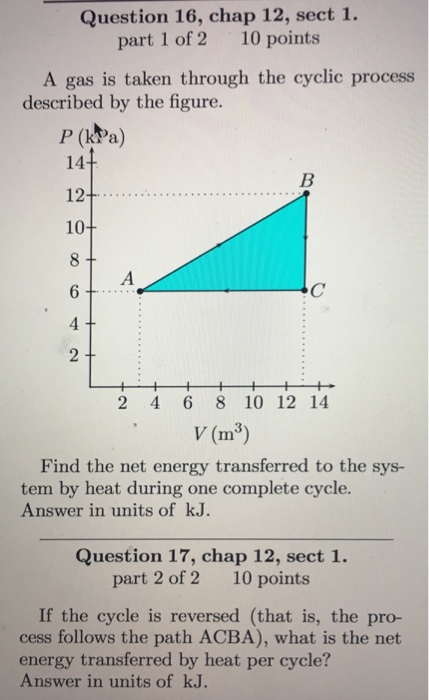 Solved A gas is taken through the cyclic process described | Chegg.com