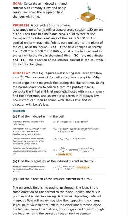 Solved GOAL Calculate an induced emf and current with | Chegg.com