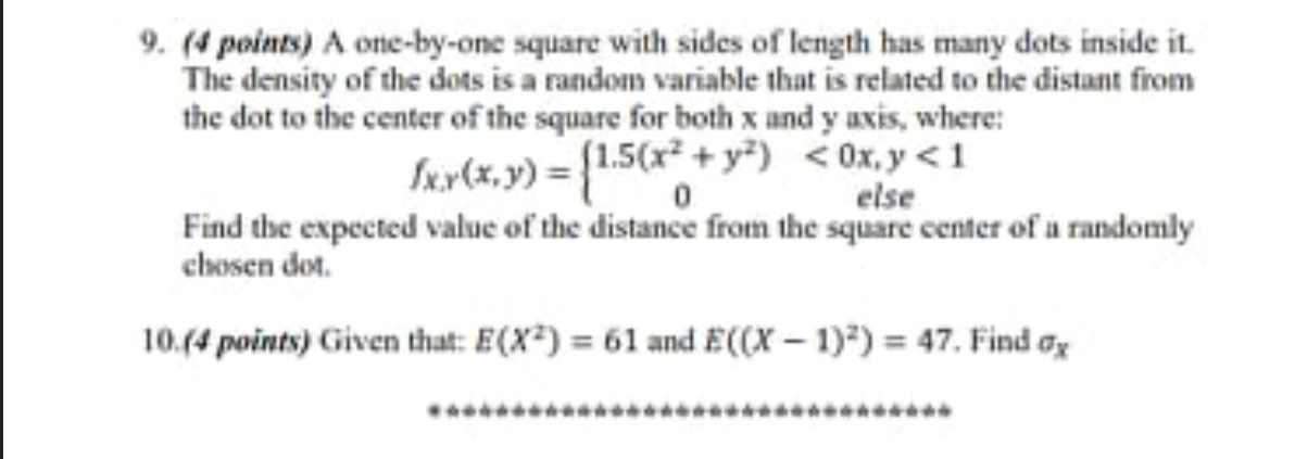 Solved 9. (points) A one-by-one square with sides of length | Chegg.com